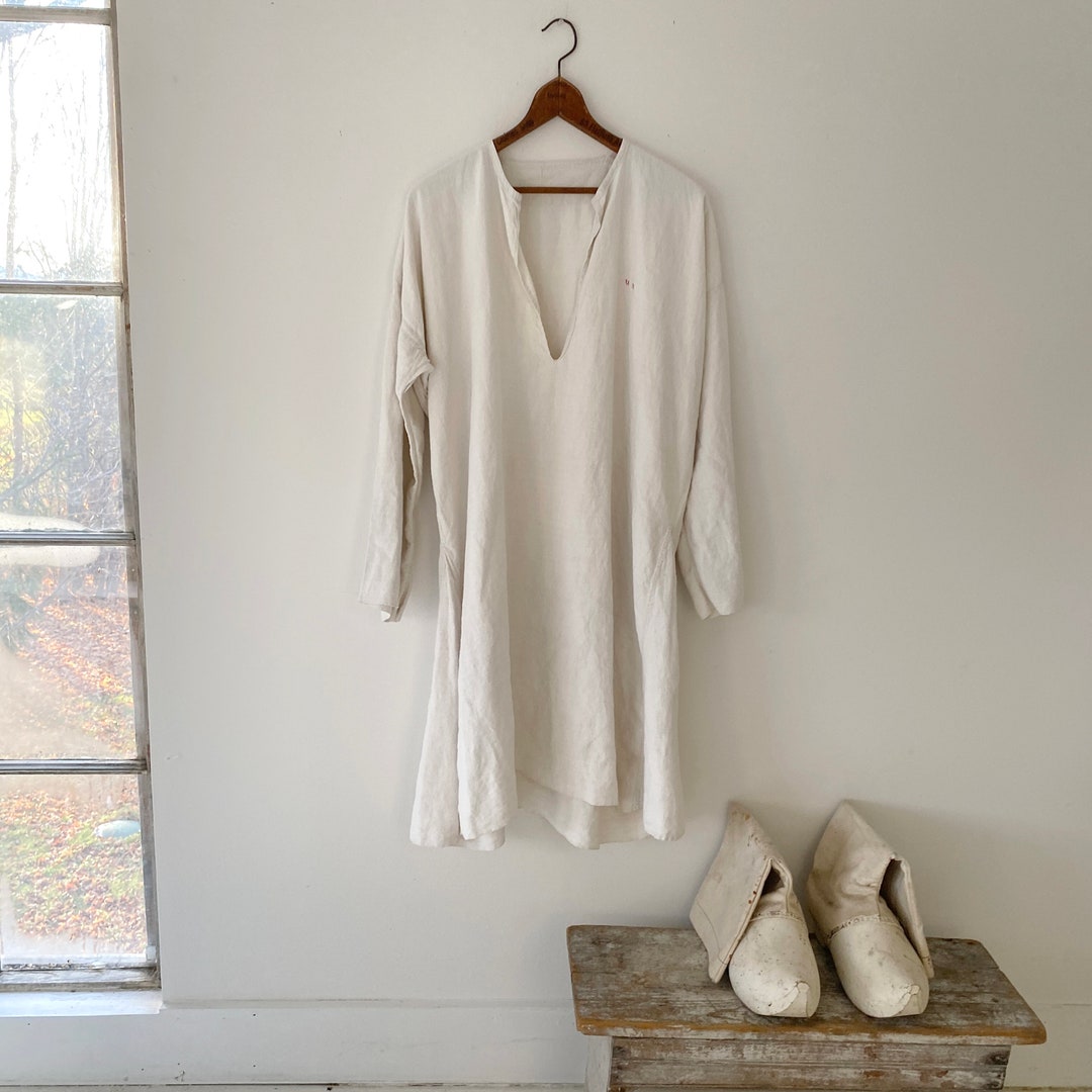 Natural Linen Chemise Shirt French Nightgown 