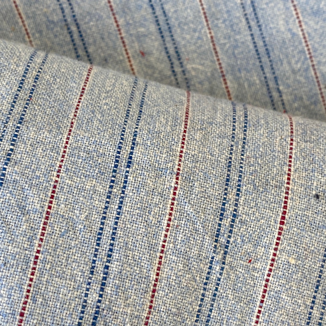 Vintage Cotton Striped Shirting Fabric French Antique Heavy Cotton ...
