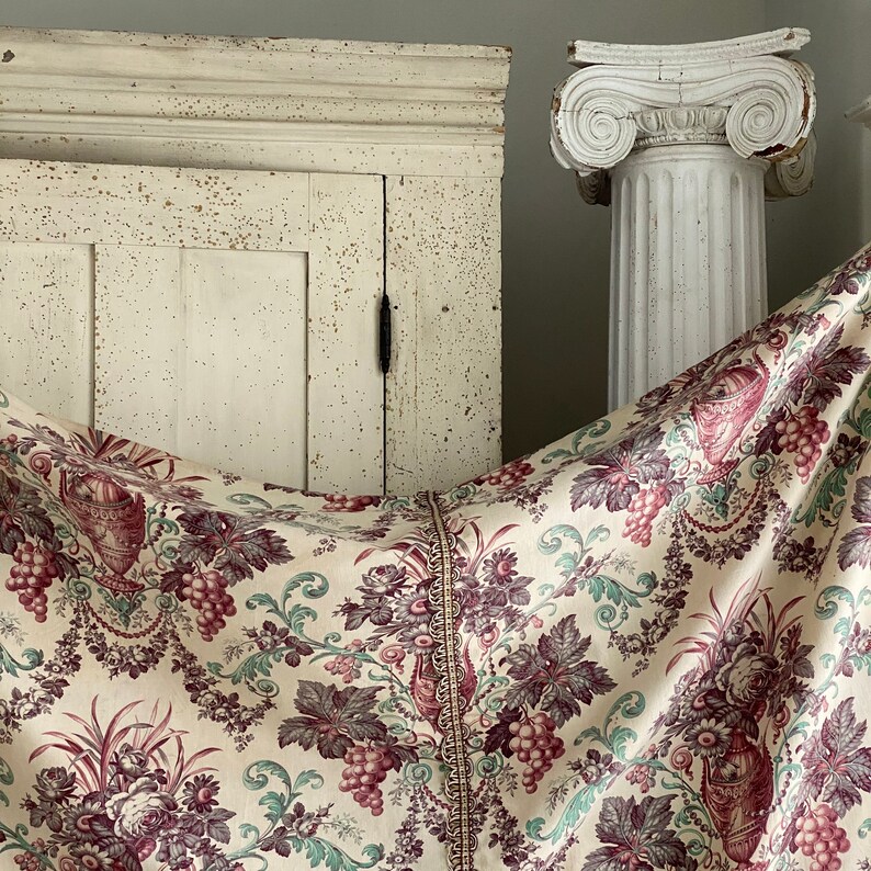 Antique Drape Curtain French Grape Urn Pattern Curtain Purple Teal ...