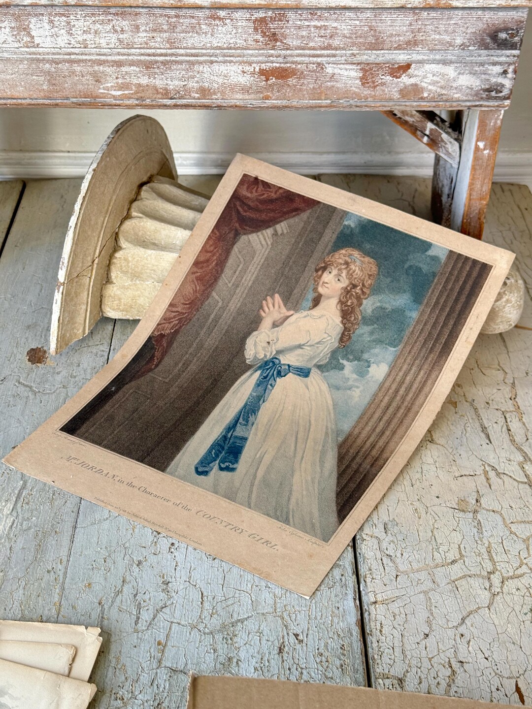 Antique Georgian Mezzotint Print, Mrs. Jordan as "the Country Girl ...