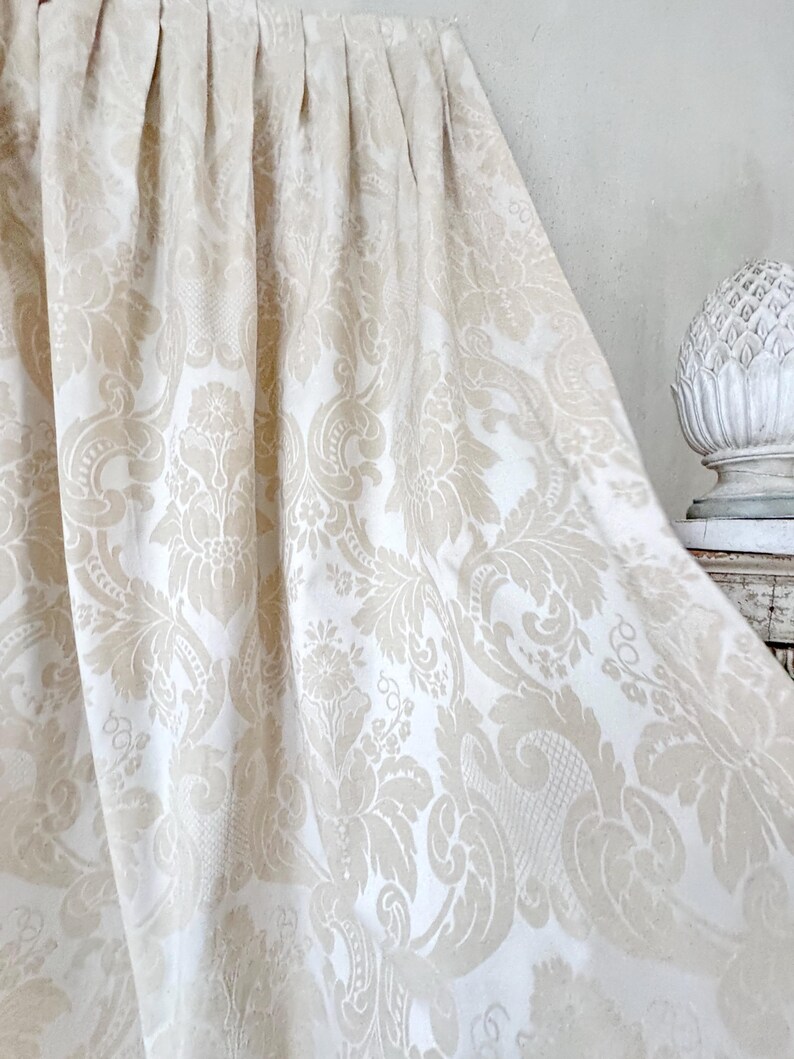 79x56 ( 2 Avail) Vintage French Damask Curtain Cream Tone on Tone ...