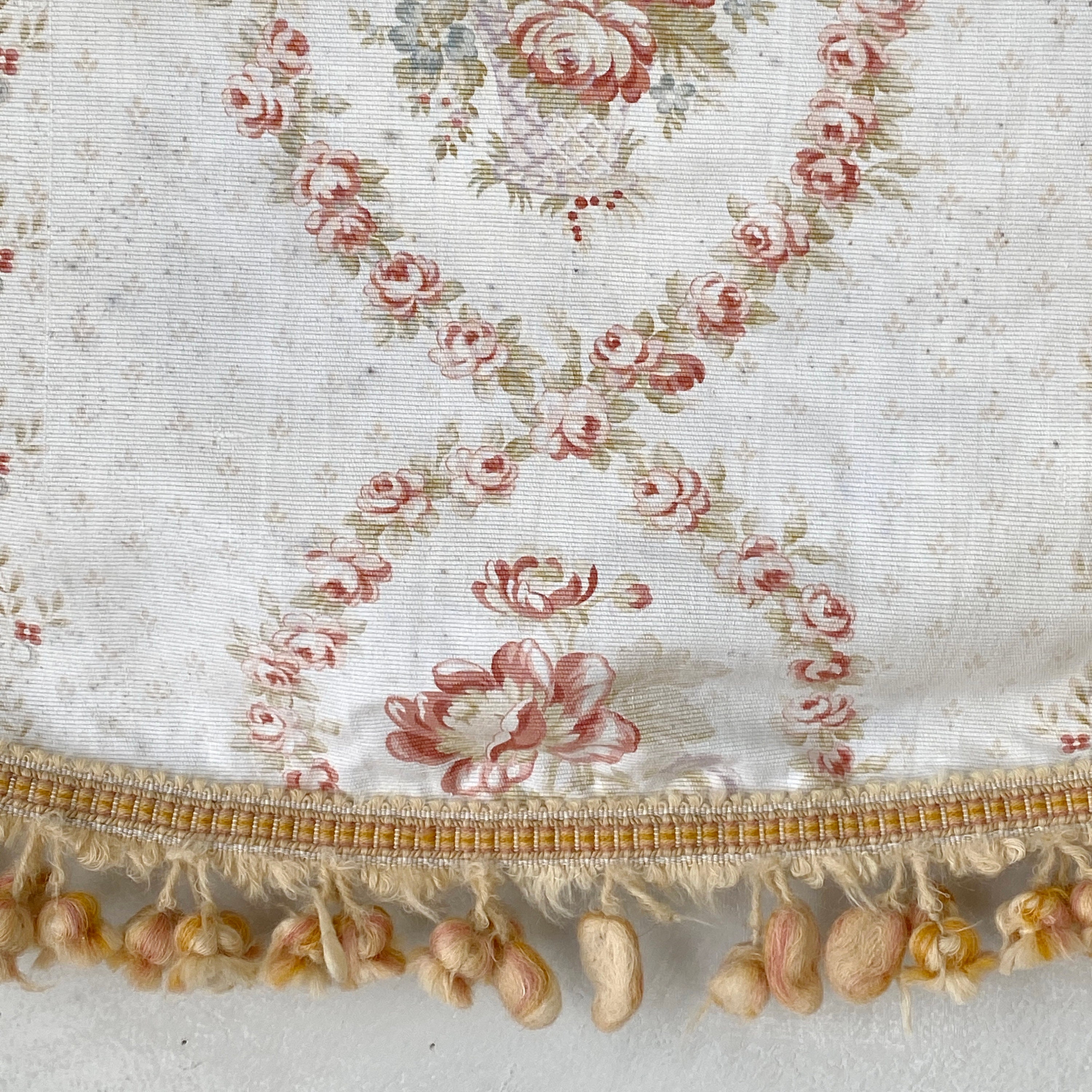 Festoon With Trim Faded Floral Antique French Fabric Floral and Stripe ...