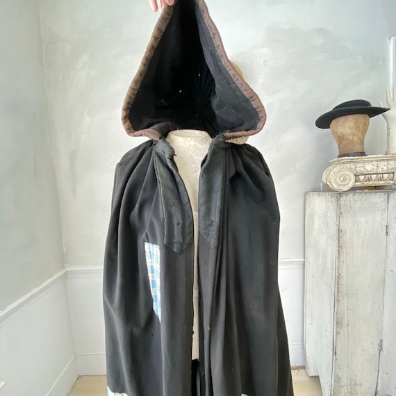 Cloak or cape Antique French Hooded overcoat c1890 fe… - Gem