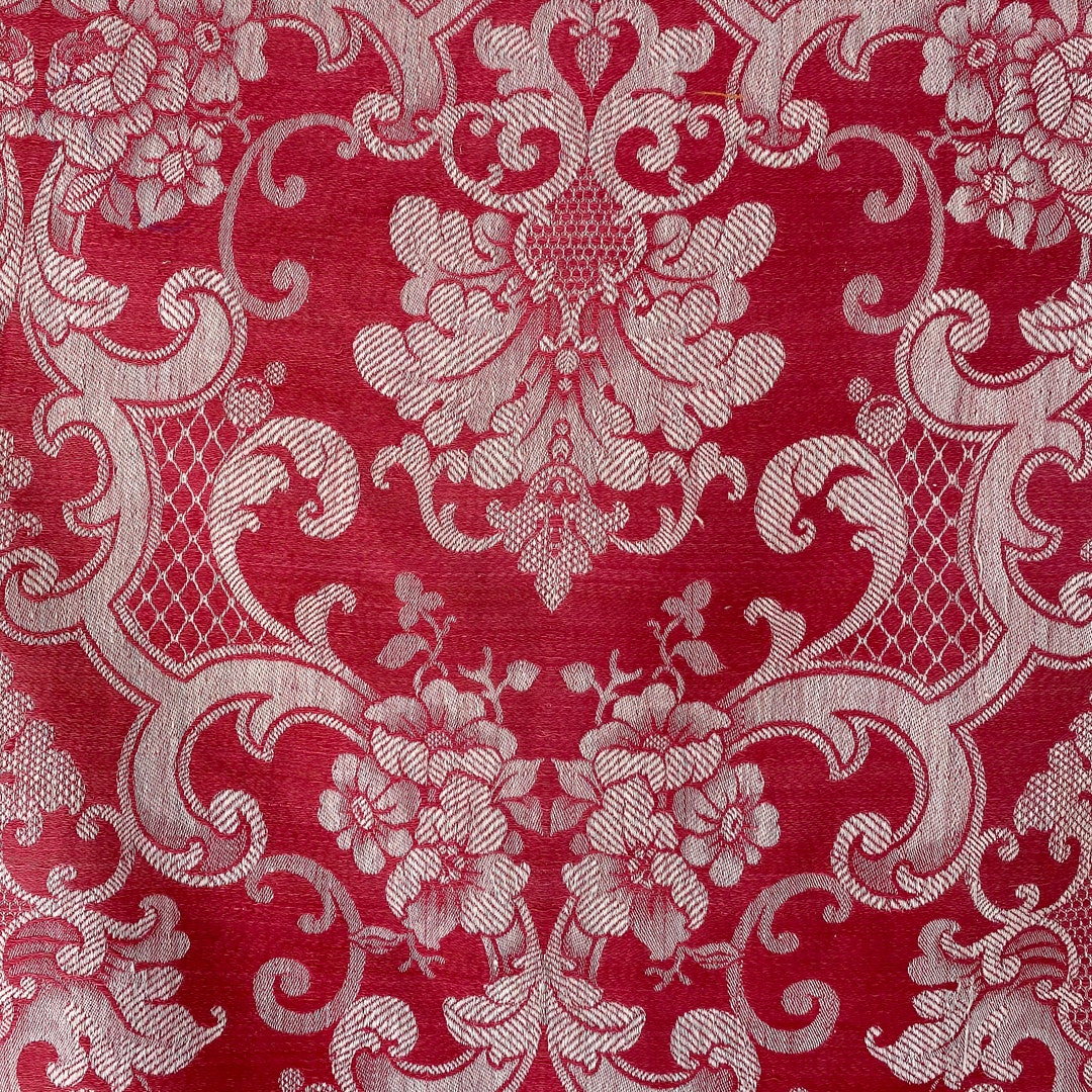 Antique French Red Damask Fabric 1850 Fabric Upholstery Curtain Fabric ...