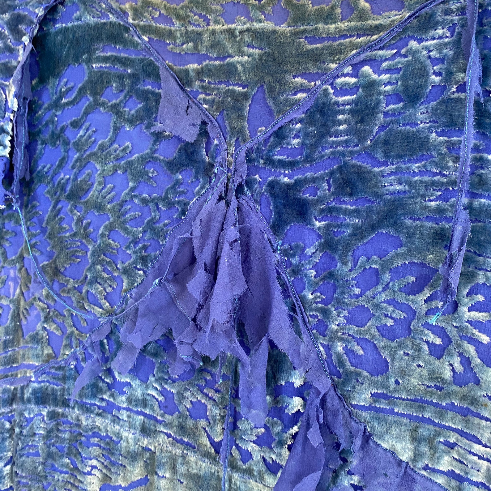 French Vintage Electric Blue Velvet Dress 1920's -1930's Chiffon ...