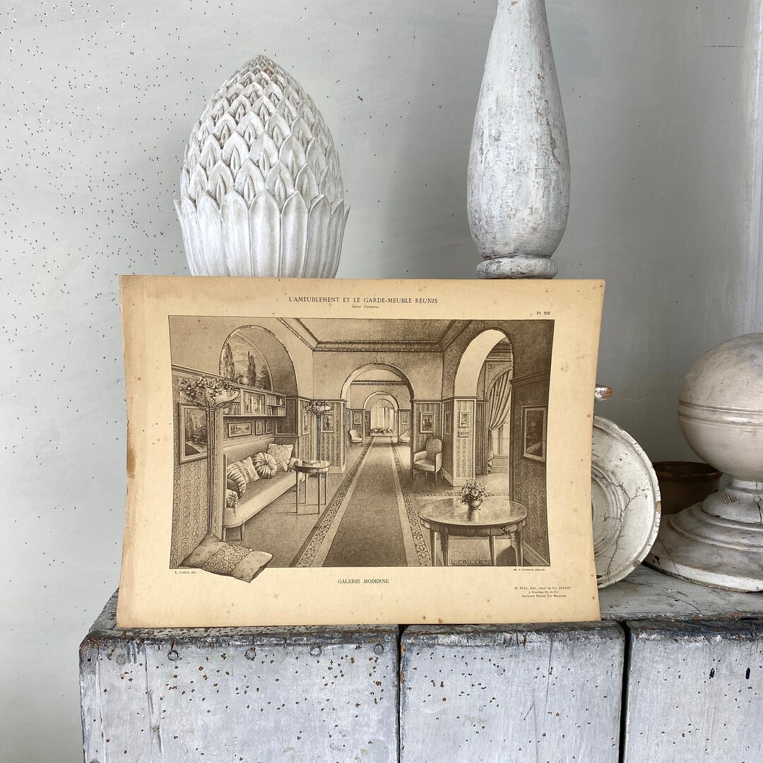 Antique French Interior Design Image for Framing 1930's 30's Thirties ...