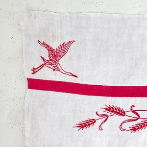 French Vintage 1930's Red Work Embroidery Alsace Alsatian Linen Redwork ...