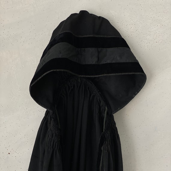 AMAZING Hooded Antique Cloak Cape French black wool V… - Gem