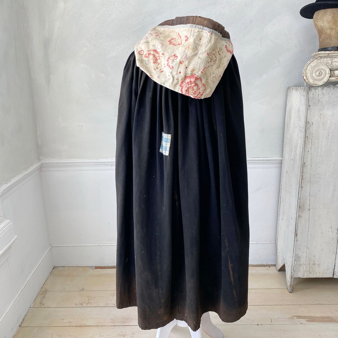 Cloak or Cape Antique French Hooded Overcoat C1890 Felted Black Wool ...