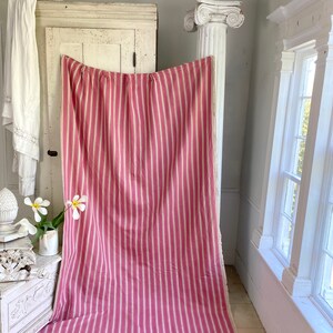 Vintage French Pink Stripe Twill Weave Curtain With Faded Pink Trim ...