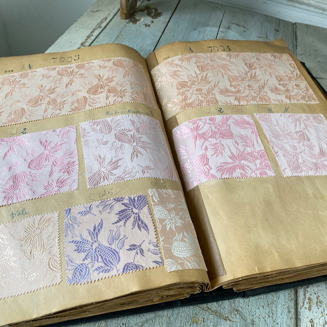 Jacquard / Damask Pattern Sample Book Antique French Woven Fabric ...