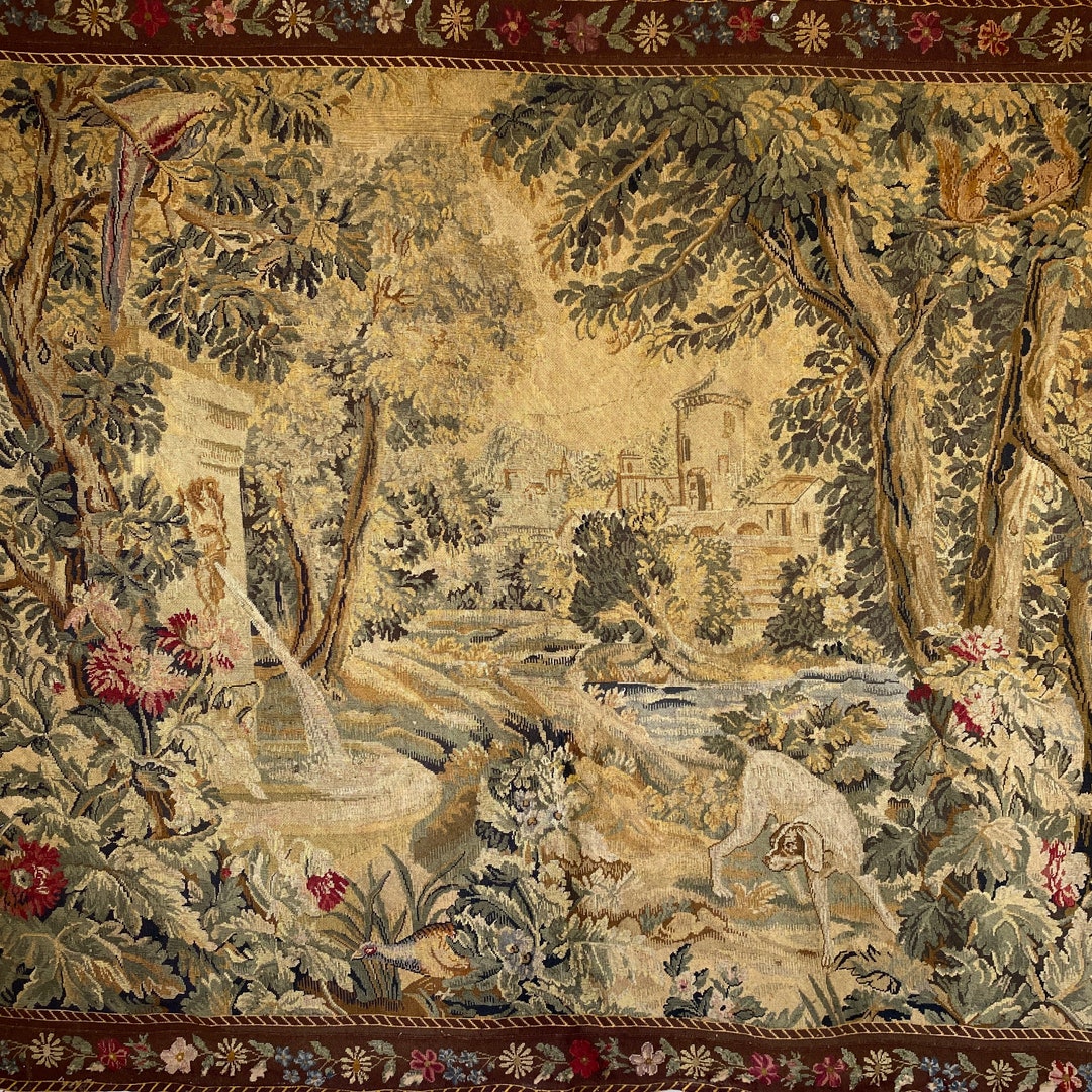 19th Century Antique French Needlepoint Tapestry Needlework Needle Work ...