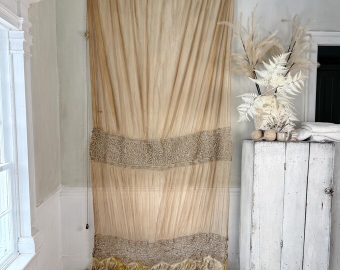 102x50 1920's French Patina Lace Netting Unique Wall Hanging Art Shabby ...