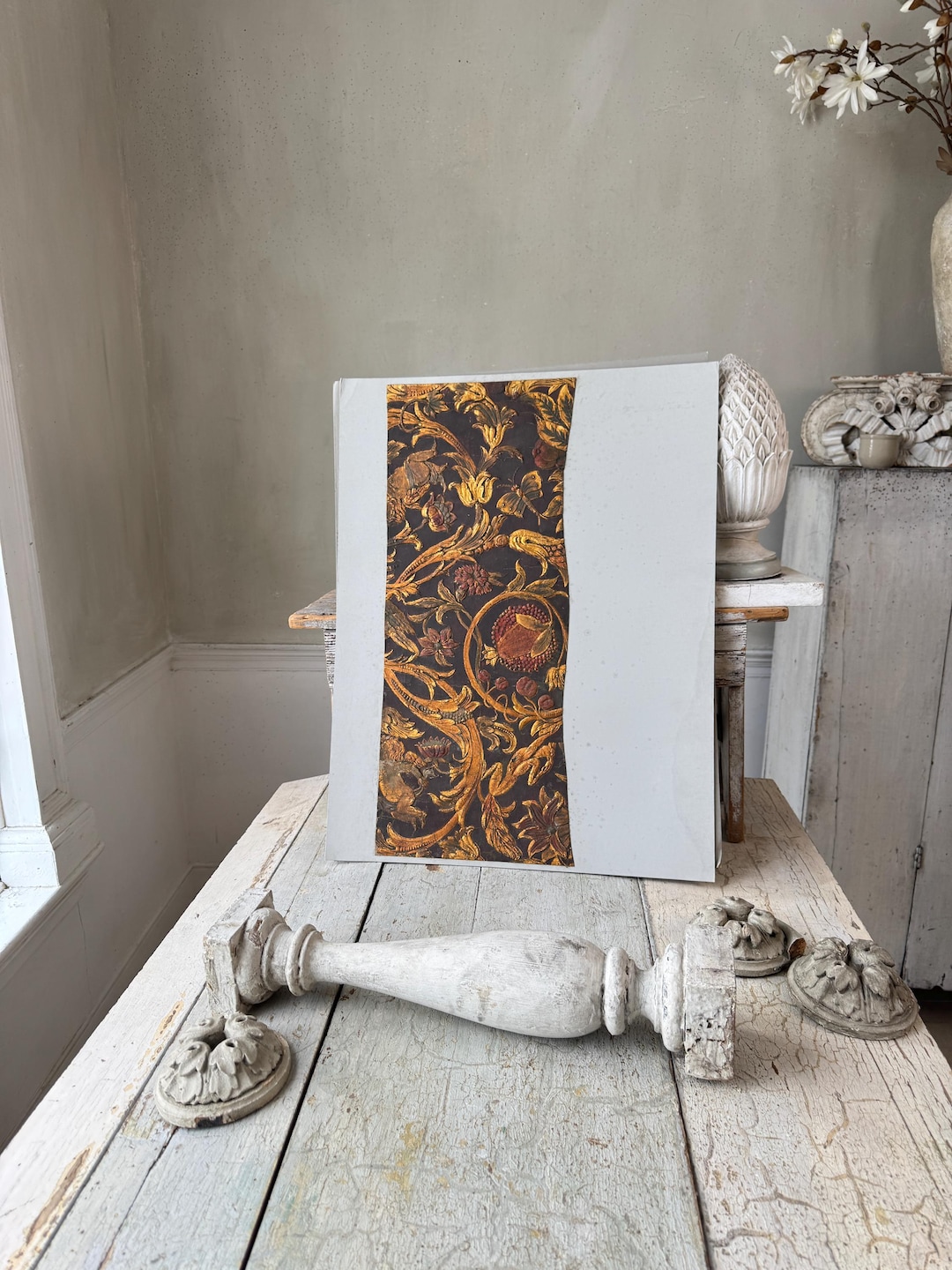 25x20 1810 Wallpaper French Hand Block Antique Wall Art Design Vintage ...