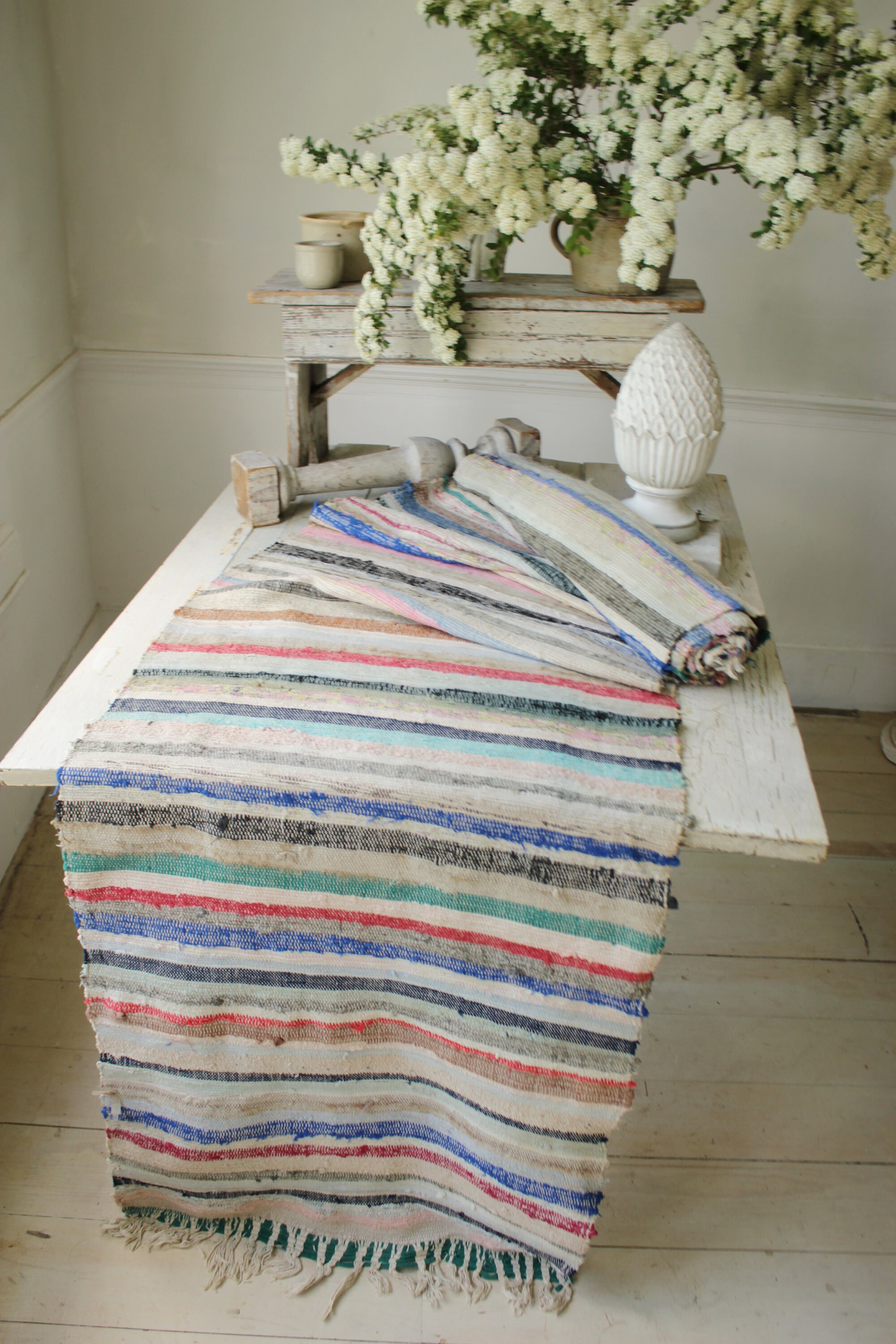 European Rag Rug Hand Woven Vintage Colorful Runner Carpet 4.3 - Etsy