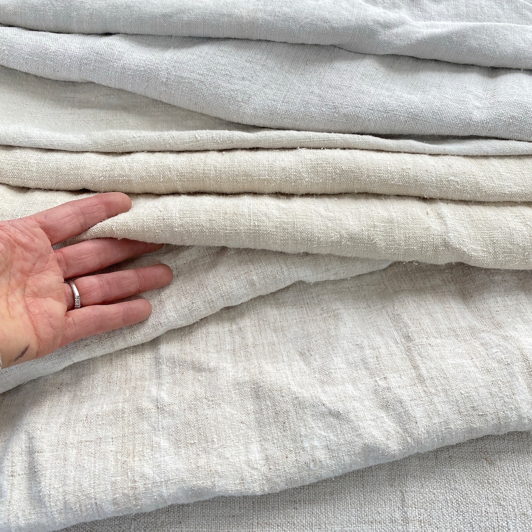 8 Yards Antique Homespun Linen PACK Assortment Washed Hemp Organic ...