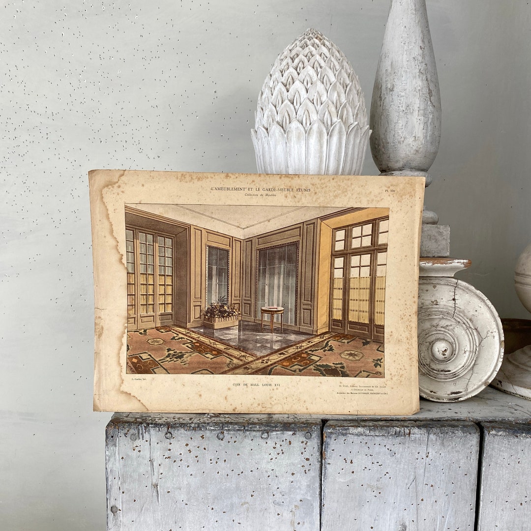 Antique French Paris Interior Design Image for Framing 1930's 30's ...