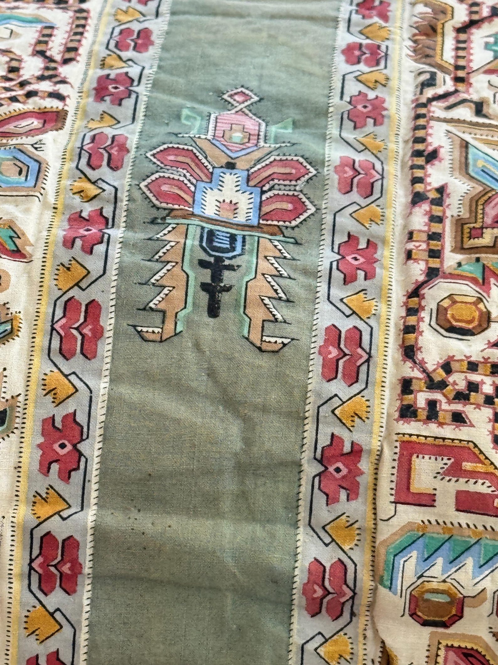 61x43 Antique French Boutis Quilt 1880 Hand Stitched Kilim Pattern ...
