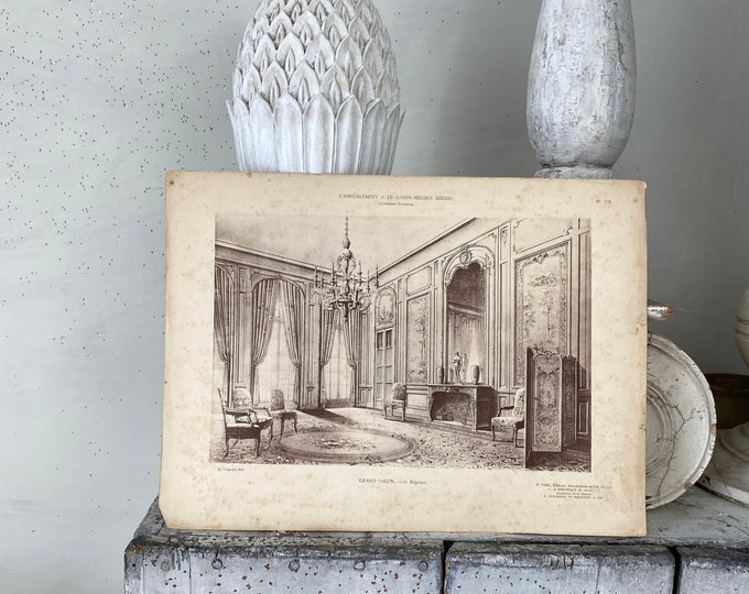 Antique French Paris Interior Design Image for Framing 1930's 30's ...