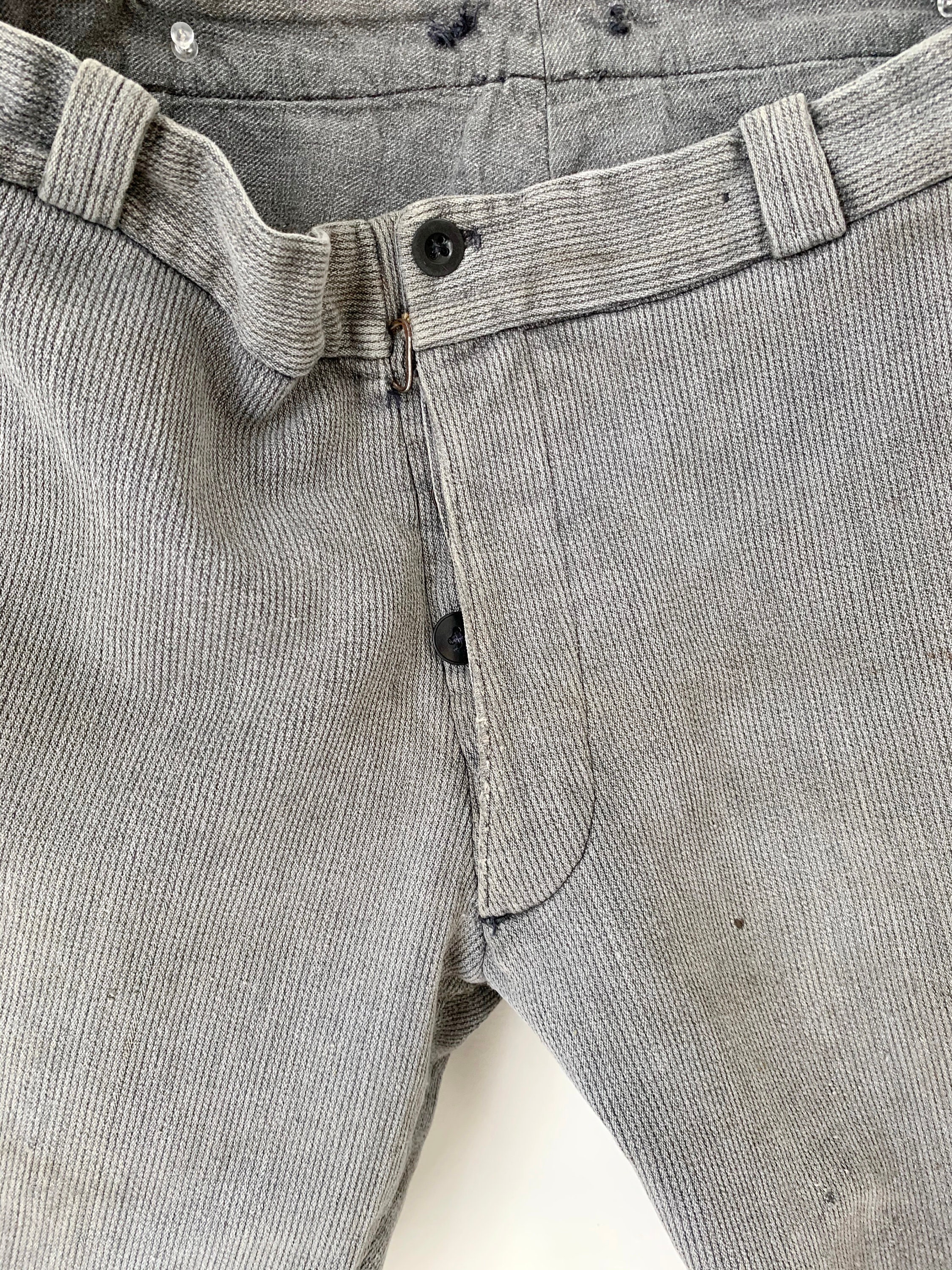 Vintage Riding Pants Thick Ribbed Gray Cotton & Wool Men's - Etsy