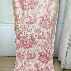 Antique French Hunting Toile Fabric Pink Material Horse Cottagecore ...