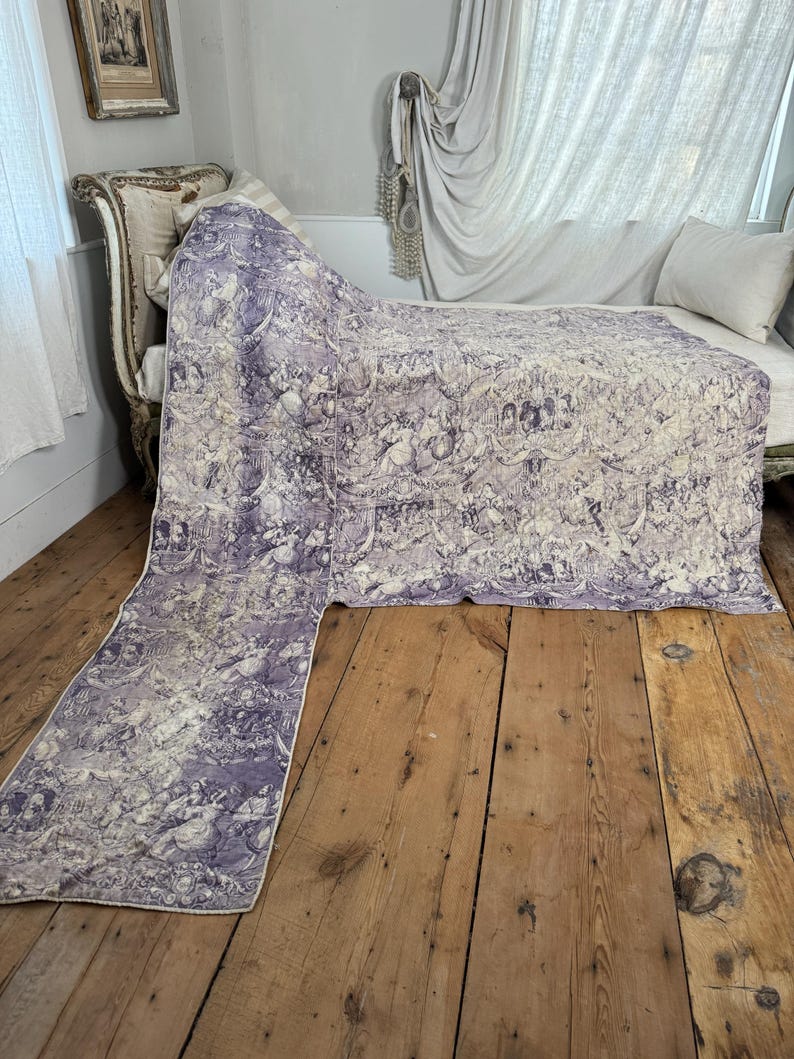 58x48 WEDDING GIFT IDEA Antique French Toile Purple Romantic Unique ...