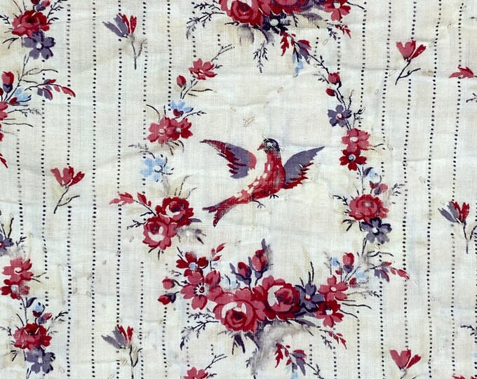 GORGEOUS Pattern French Boutis Quilt Fragment Antique 19th Century Bird ...