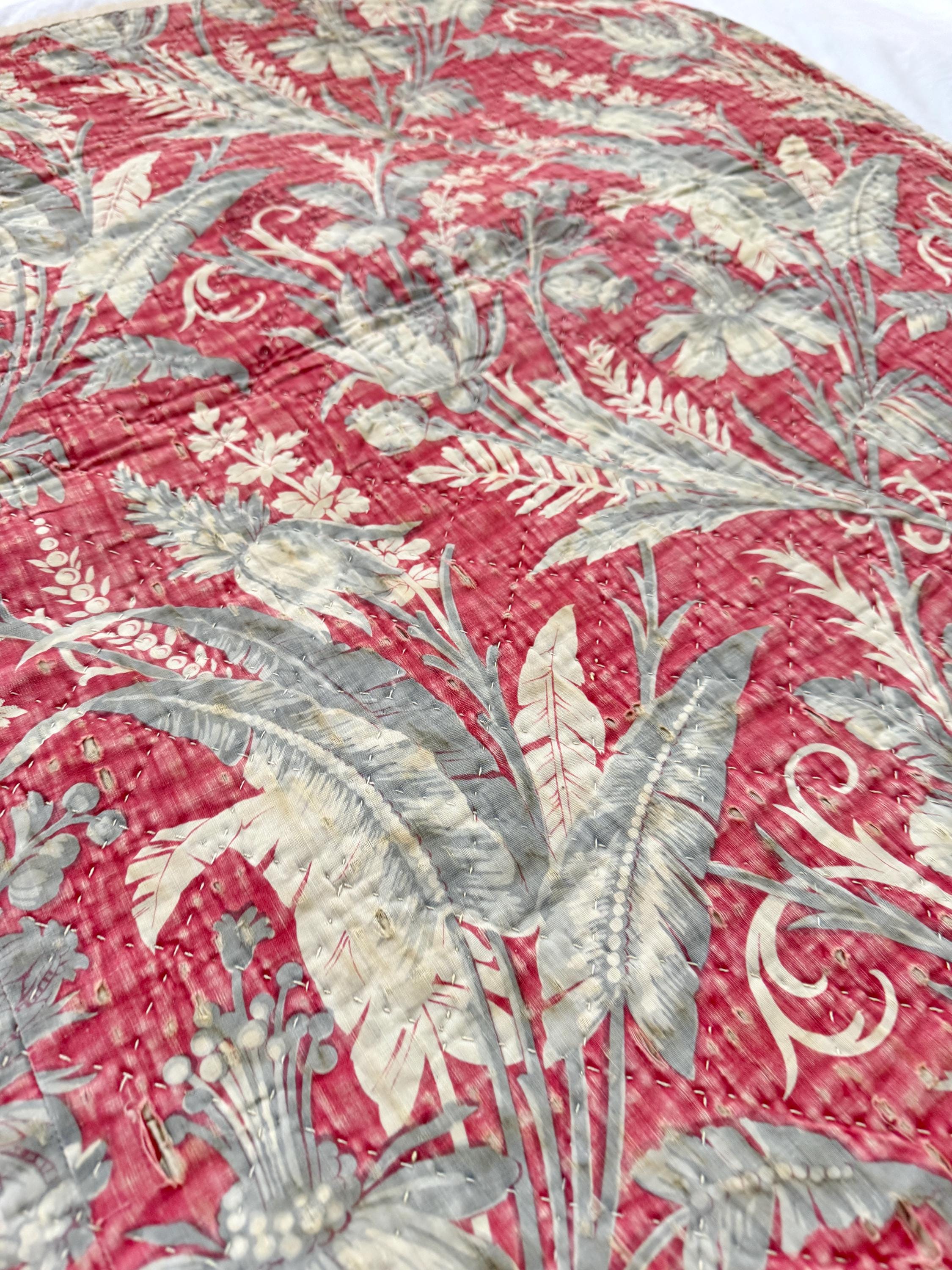 68x50 1860 Quilt French Red Gray Grey Handmade Unique Wall Hanging ...
