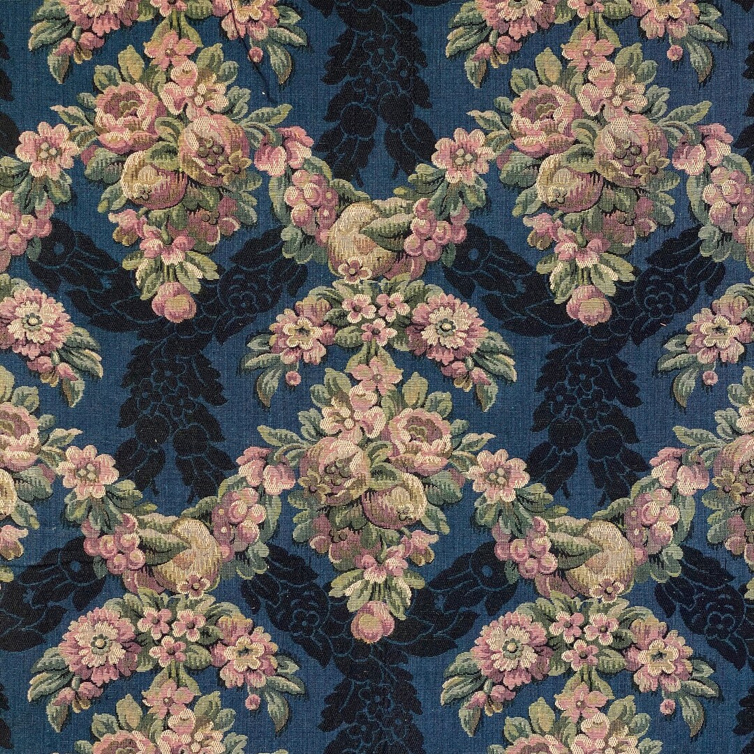 Antique Dark Blue Heavy 1926 French Jacquard Fabric Sample UNUSED ...