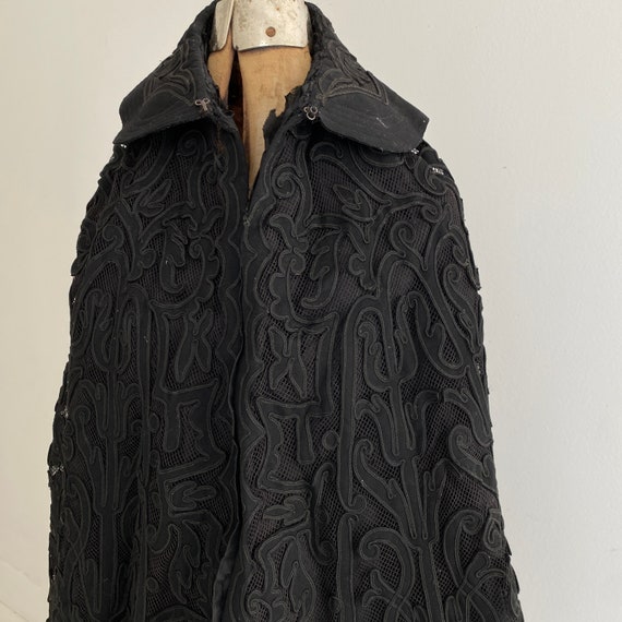 Antique French cape cloak coat BLACK Victorian era cl… - Gem