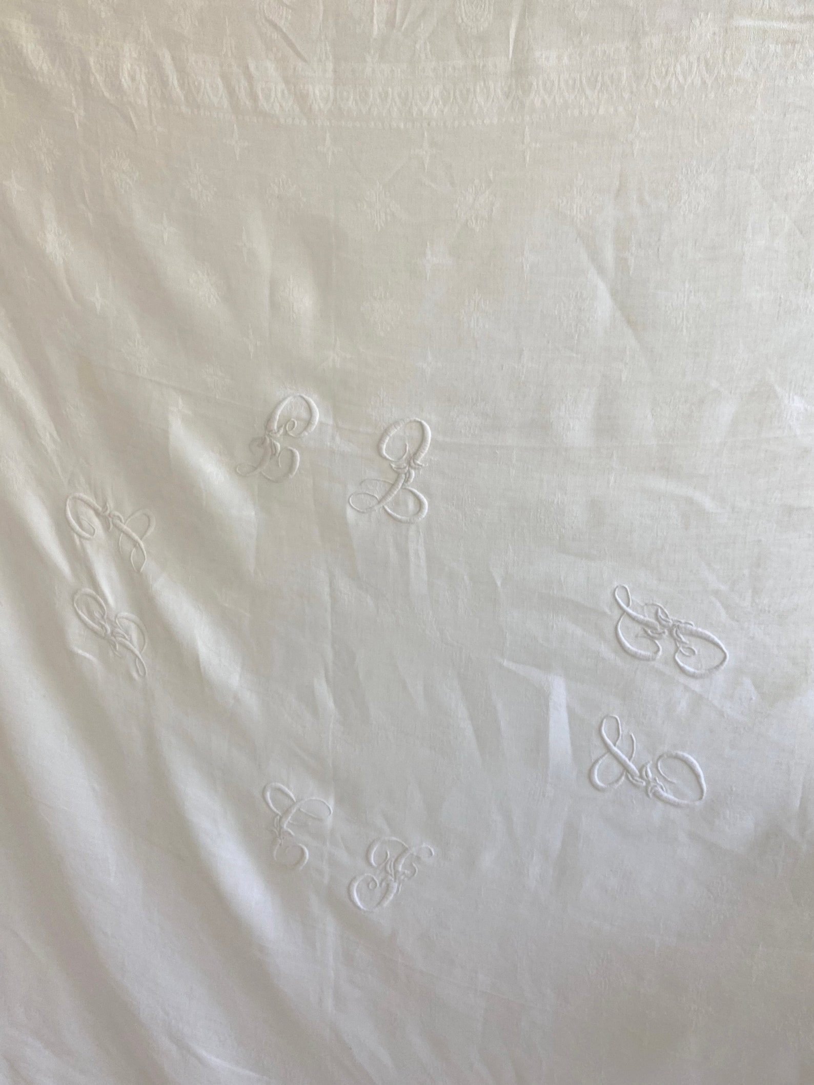 Antique French Farm Table Damasks Tablecloth 4 MONOGRAMS 93 - Etsy