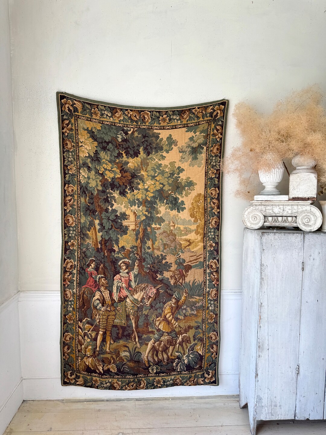 78x45 Vintage French Tapestry Wall Hanging Chateau Decor Chic ...