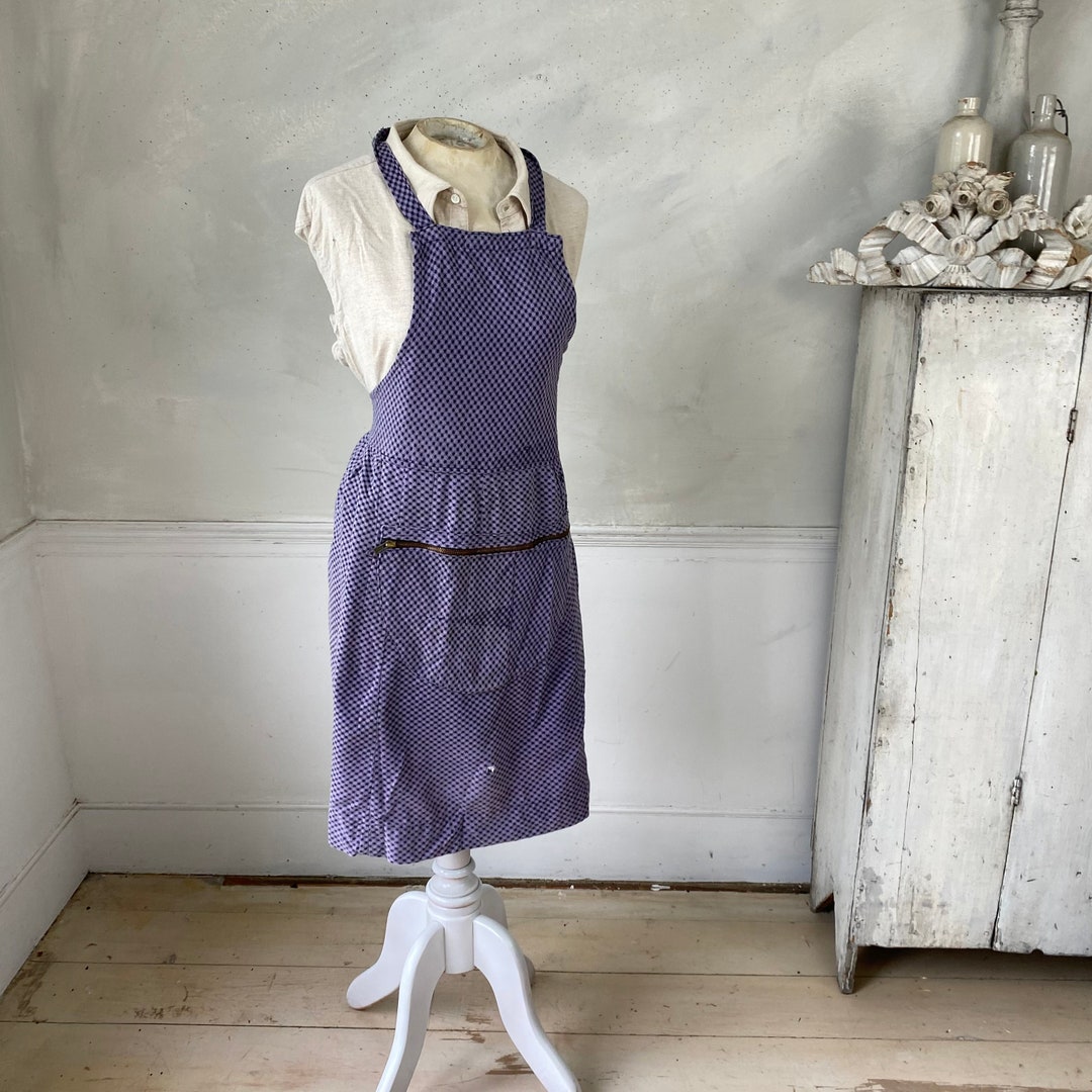 Purple Flannel Apron 1960s-70s Apron Kitchen Wear Workwear Vintage ...