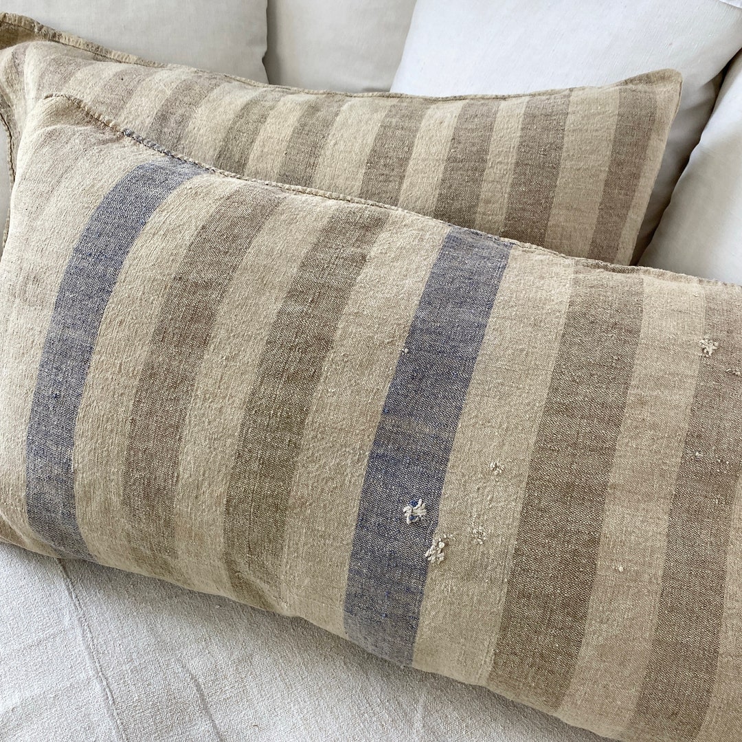 1820's TWO 2 Antique Grain Striped Sacks Grainsacks Bolster Pillows ...