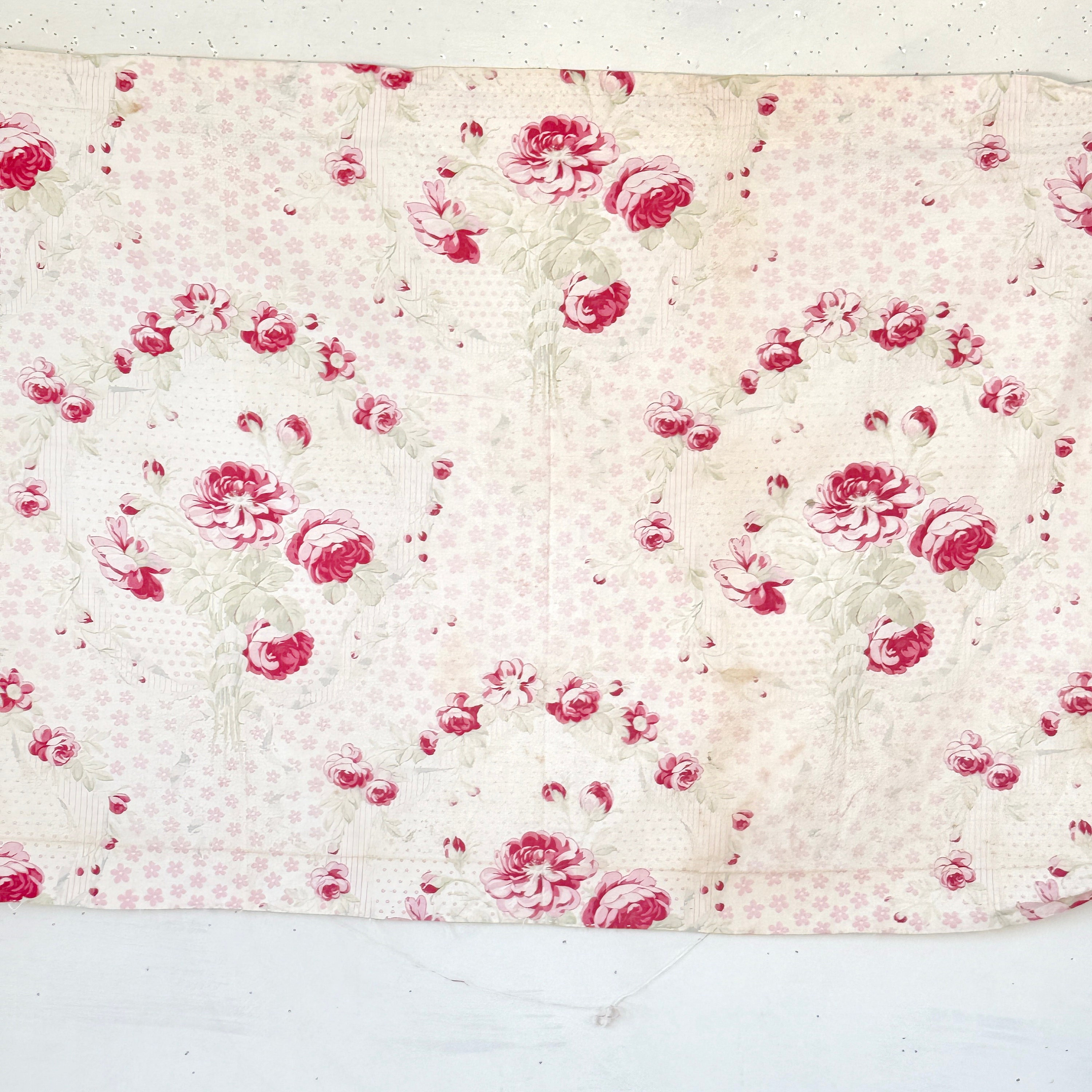 33x22 Faded Floral French 1930's 30's Cotton Rose Pattern Design ...