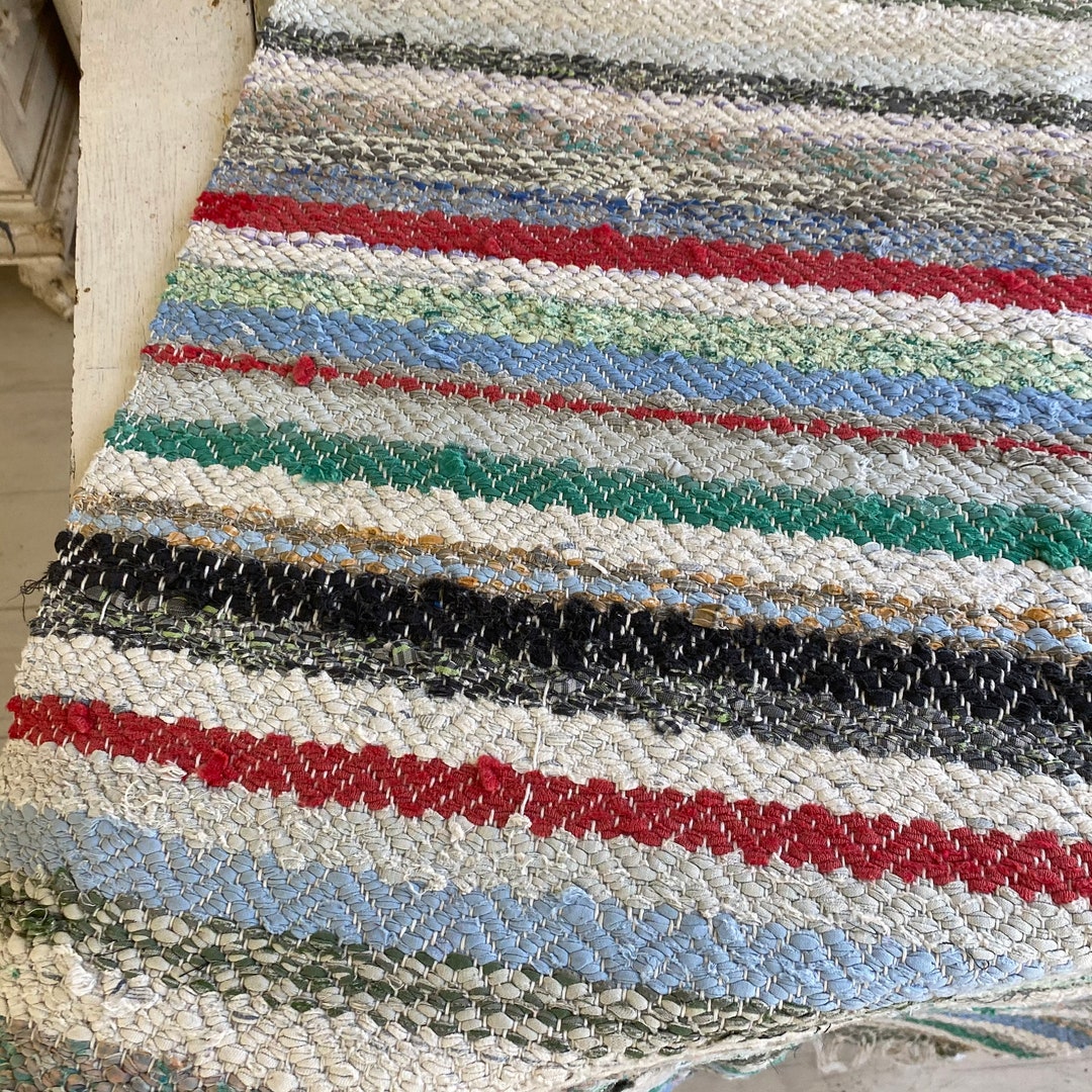 Rag Rug Vintage Stair Runner European Hand Woven Vintage Colorful ...