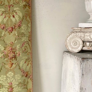 121 X 50 MASSIVE Antique GREEN Rococo French Silk Curtain Design C1920 ...