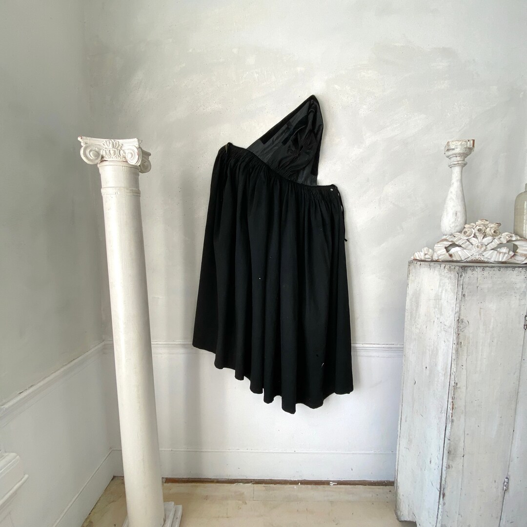 AMAZING Hooded Antique Cloak Cape French Black Wool Victorian Coat Long ...