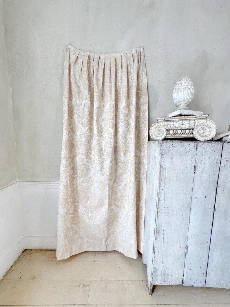 79x56 ( 2 Avail) Vintage French Damask Curtain Cream Tone on Tone ...