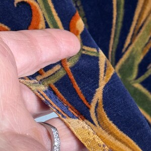 84x27 AMAZING Antique Printed Velvet Silk Fringe Art Nouveau Fabric ...