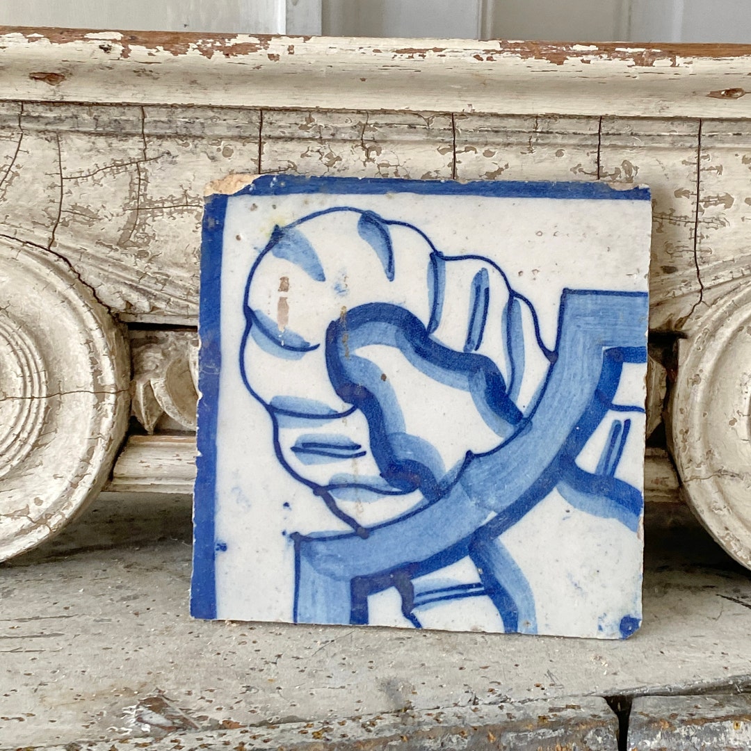 17th Century 1600's Antique Blue Portuguese Tile Handmade Hand Painted ...