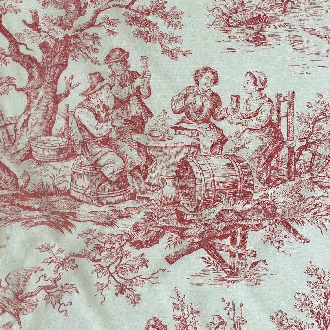 Grape Harvest Toile De Jouy Curtain Soft French Country Look Fabric ...
