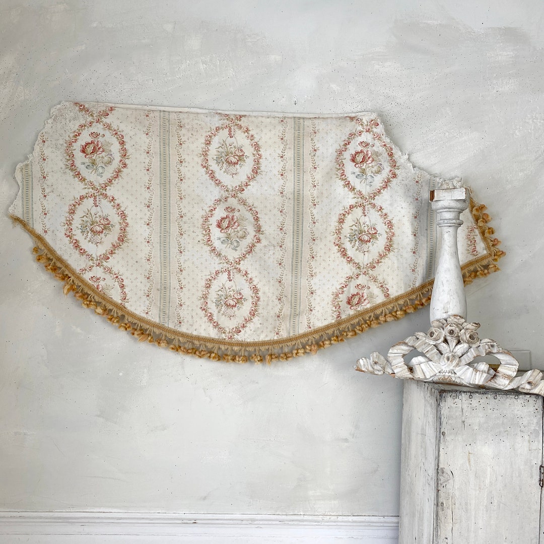 Festoon With Trim Faded Floral Antique French Fabric Floral and Stripe ...