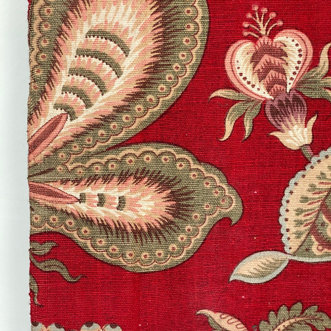 1880 Antique French Fabric Red Indienne Mulhouse Material - Etsy
