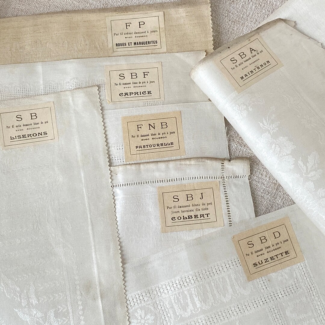 7 15x12 Vintage French Damask Samples Cotton Linen Fabric Pieces - Etsy