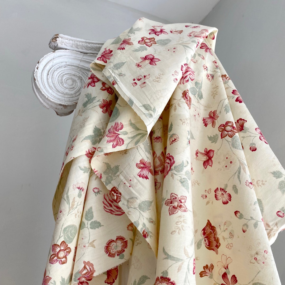 Fabric Material Faded Floral Vintage French Printed Cotton Material ...