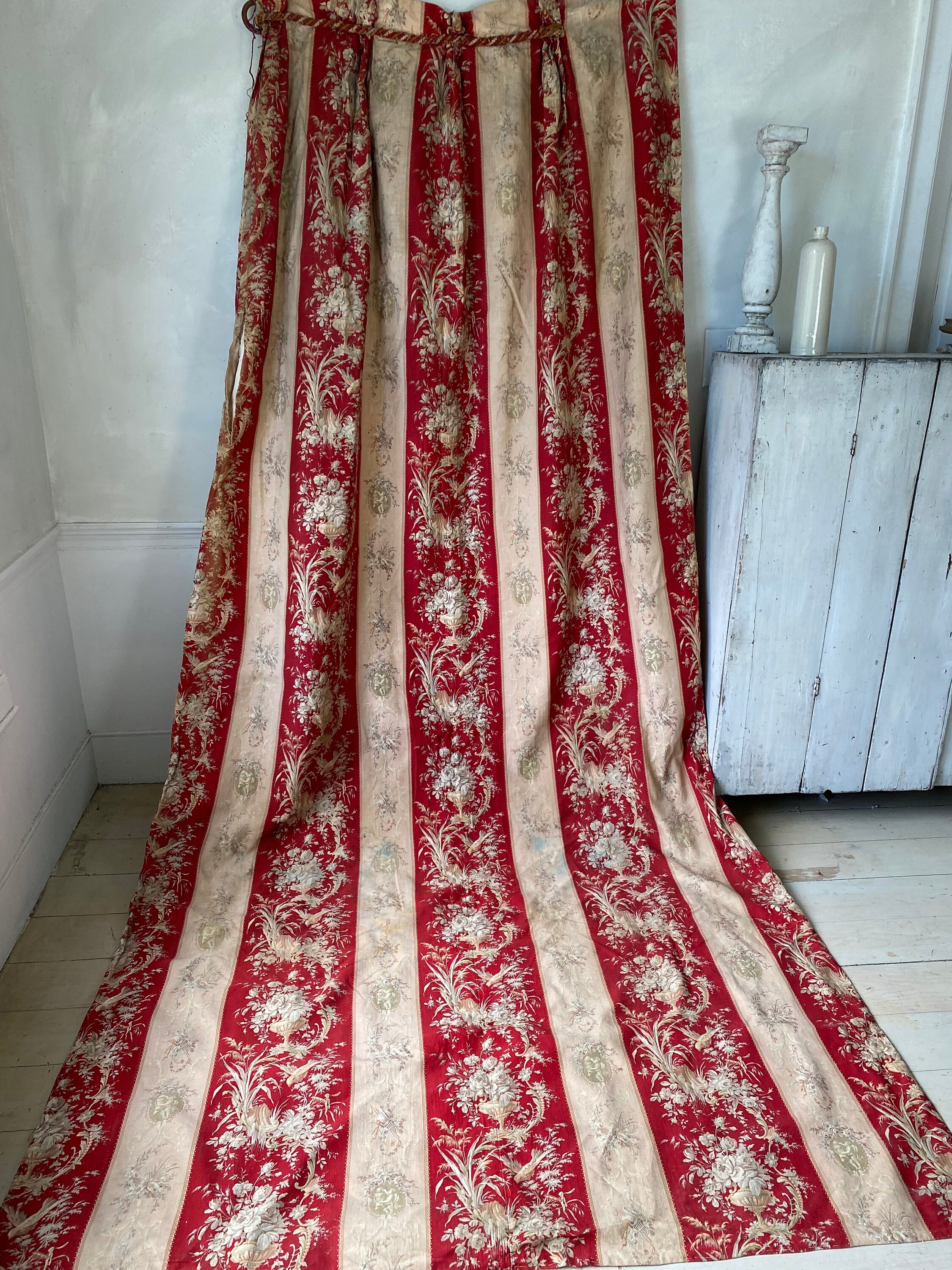 C 1880 Antique French Red Curtain Rococo Design Floralunique Window ...
