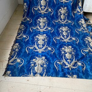 128X56 LARGE 1860 Curtain Prussian Blue French Rococo Floral ...