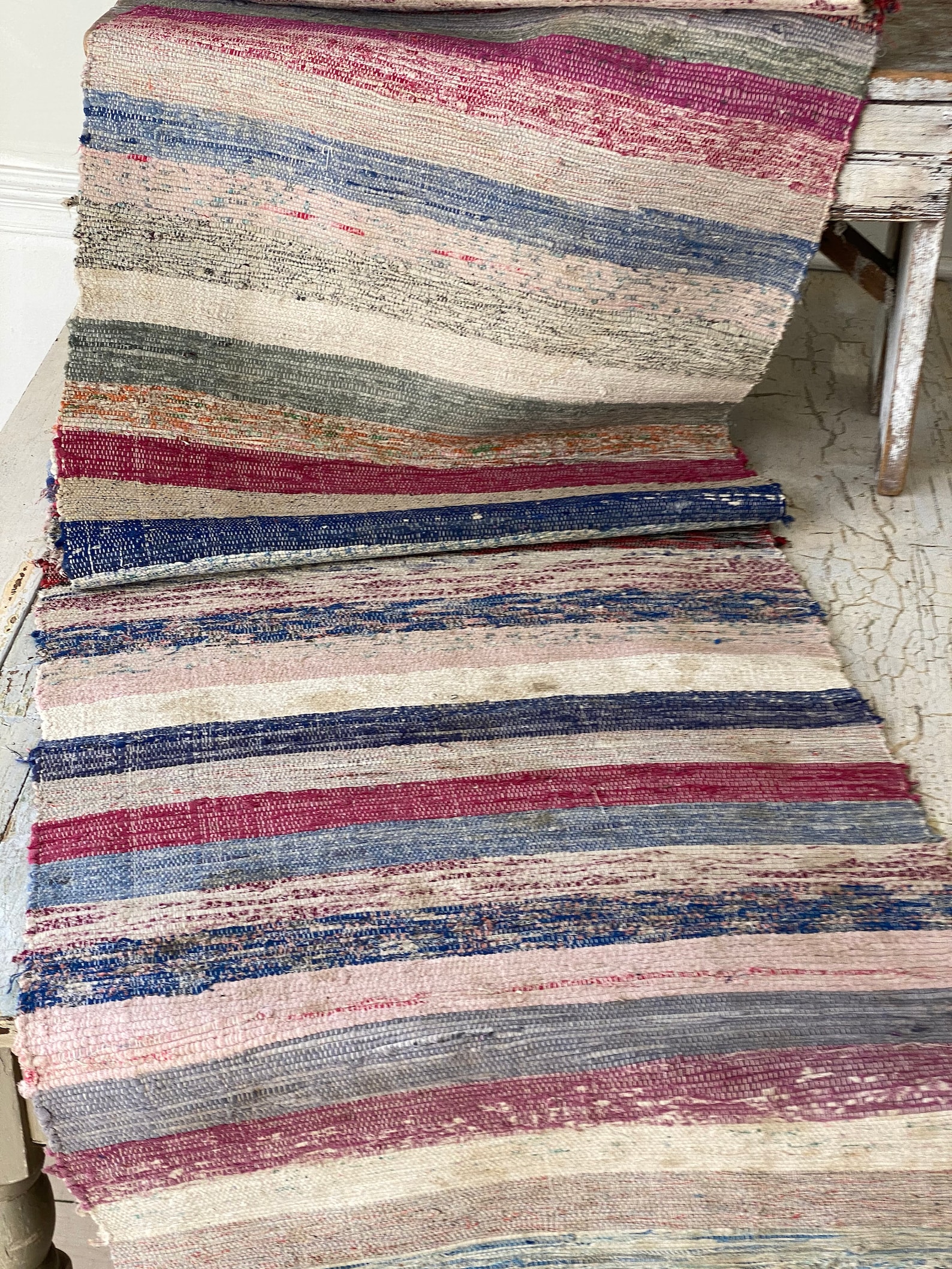 European Rag Rug Hand Woven Vintage Plaid Striped Runner | Etsy