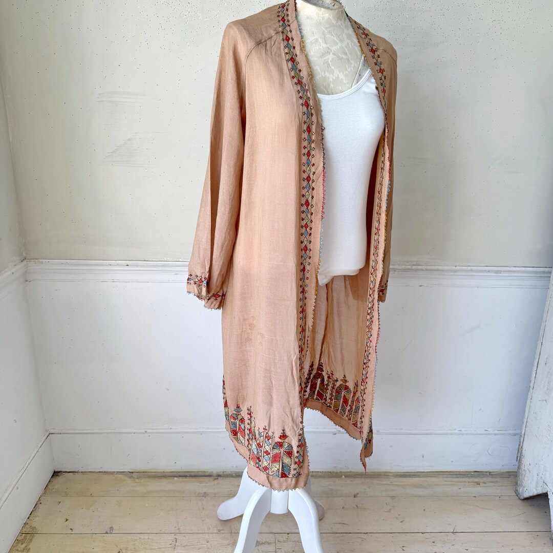 1920 1930's Vintage Greek Embroidered Kaftan Duster Jacket Greece ...